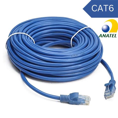 Cabo Rede Cat6 Lan Ethernet Rj45 10m 15m 20m 30m 50m Montado Alta Velocidade 8p8c Homologado