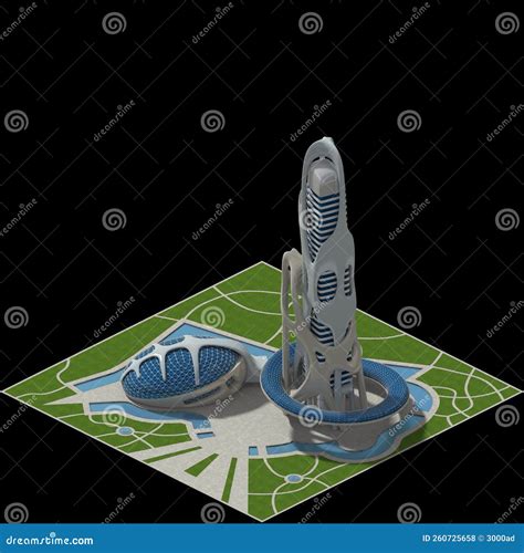 Futuristic 3d Game Architecture In Dimetric Projection Stock Illustration Illustration Of