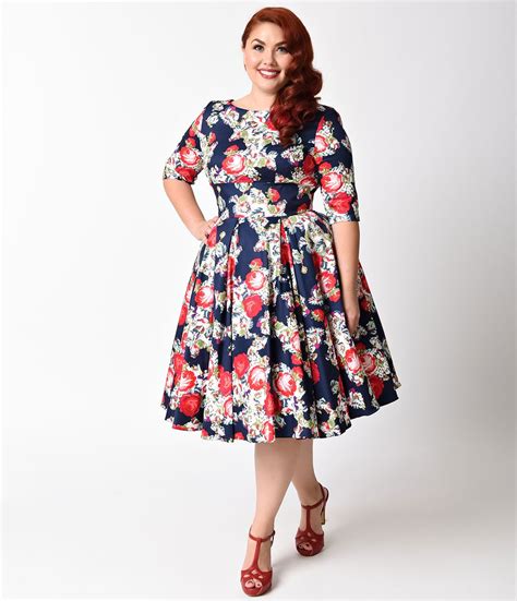 Plus Size Retro Dresses Toulouse Print Hepburn Swing Dress 18800 At