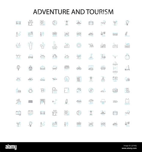 Adventure And Tourism Icons Signs Outline Symbols Concept Linear