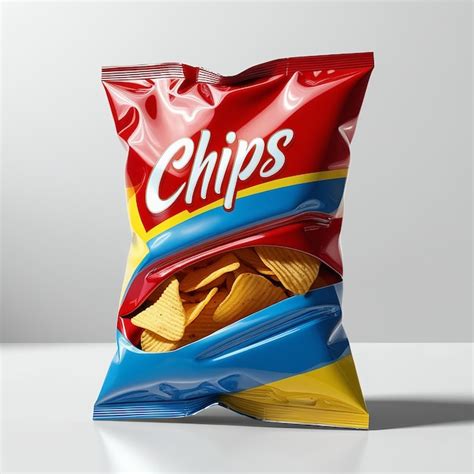 3d Glossy Plastic Chips Packet Mockup With Realistic Textures And