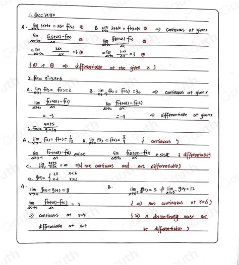 Solved Determine If The Given Function Is Continuous And Differentiable At The Indicated Pes Of