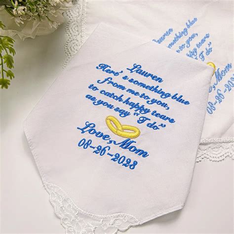 Personalized Cotton Embroidered Wedding Lace Handkerchief With Name And