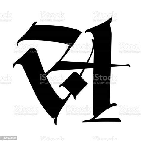 편지 A 고딕 양식의 스타일 벡터 알파벳 기호는 흰색 배경에서 격리됩니다 서예와 글자 중세 라틴어 문자 회사의 로고 모노 그램 문신에 대한 우아한 글꼴 그래피티에 대한 스톡