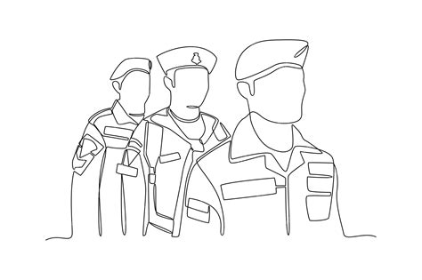 Premium Vector Single One Line Drawing Army Air Force And Navy Military Concept Continuous
