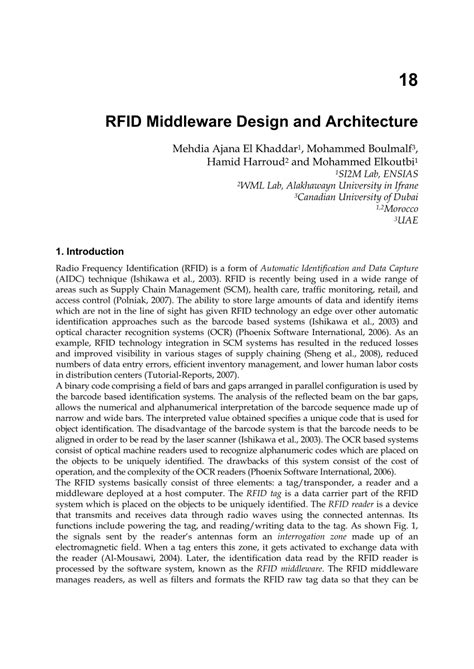 Pdf Rfid Middleware Design And Architecture