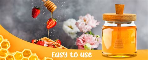 Loscarol Honey Pot With Dipper And Lid 18oz Glass Honey