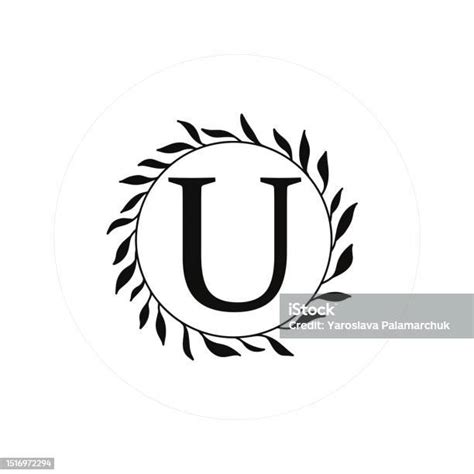 둥근 꽃 프레임이 있는 문자 U 이니셜 벡터 모노그램 로고 Cricut 파일 0명에 대한 스톡 벡터 아트 및 기타 이미지 0