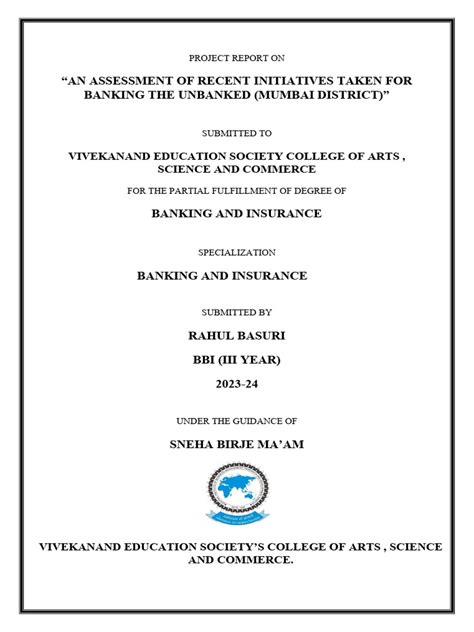 Blackbook Project Rahul Pdf Financial Inclusion Banks