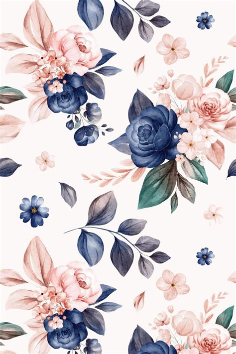 Pink And Navy Floral Peel And Stick Wallpaper Or Non Pasted