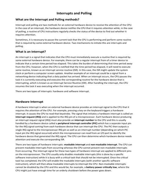 Interrupts And Polling Cpu Attention Methods Explained