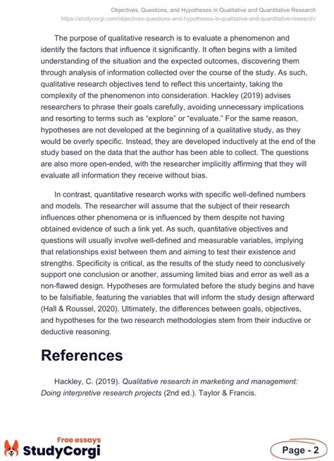 Objectives Questions And Hypotheses In Qualitative And Quantitative Research Free Essay Example