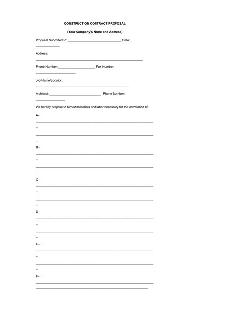 Construction Proposal Template Spark Premium Template Template