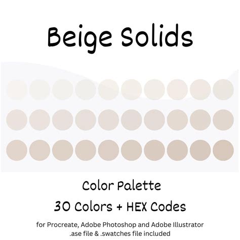 Beige Solids Digital Color Palette Ipad Procreate Adobe Photoshop