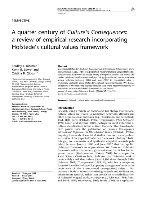 Pdf A Quarter Century Of Cultures Consequences A Review Of