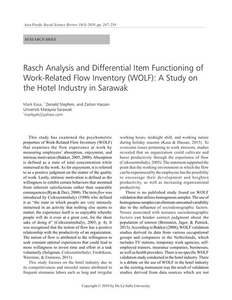 Pdf Rasch Analysis And Differential Item Functioning Of Work Related