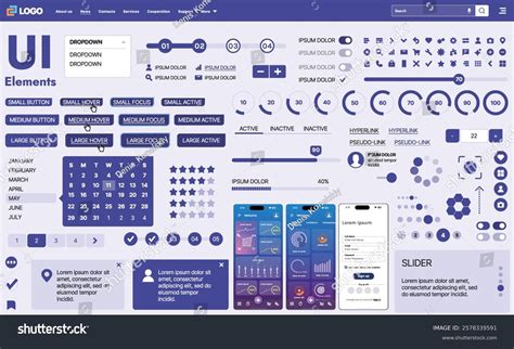 Modern Ui Kit Featuring Collection Buttons Stock Vector Royalty Free 2578339591 Shutterstock