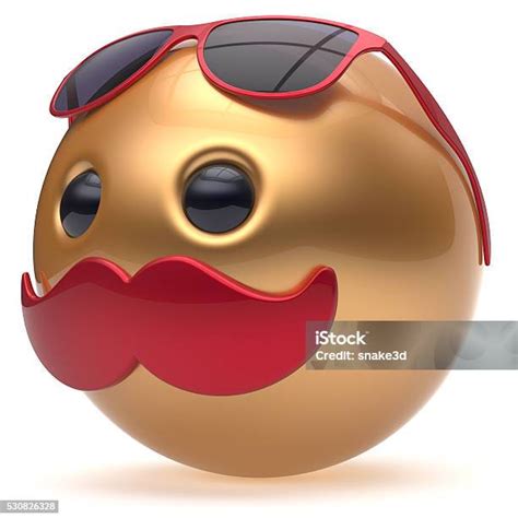 웃는 콧수염 얼굴 이모티콘 볼 골든 행복함 즐거운 말풍선이 있는 3차원 형태에 대한 스톡 사진 및 기타 이미지 3차원 형태