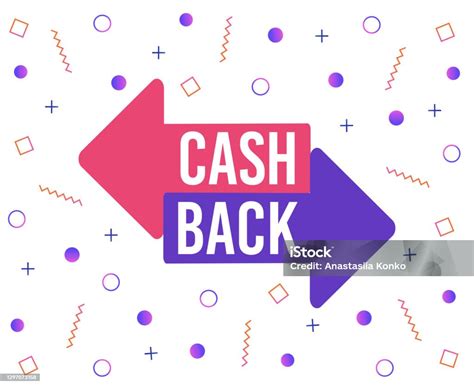 추상적인 모양과 선이 있는 캐시 백 배너 캐쉬백 은 기하학적 다채로운 기호와 타이포그래피 환불을 제공합니다 0명에 대한 스톡 벡터 아트 및 기타 이미지 Istock
