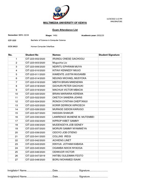 Ccs 2413 Hci Exam Attendance Pdf Computing Computer Science