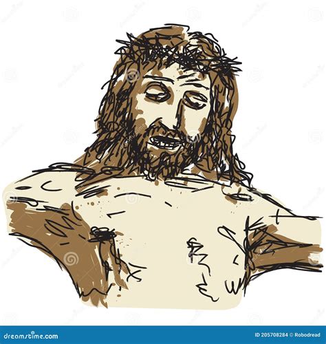 Лицо Иисуса Христа распятая на кресте Иллюстрация вектора иллюстрации насчитывающей шарж
