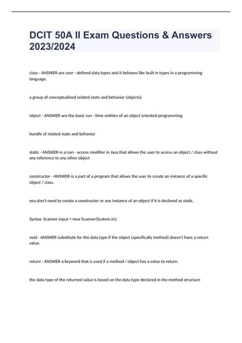 Dcit 50a Ii Exam Questions And Answers 20232024 Dcit 50a Ii Stuvia Us