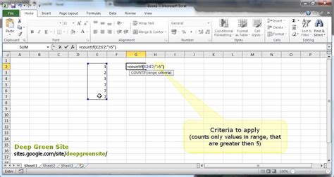 Ms Excel 2010 How To Create Countif Function Youtube