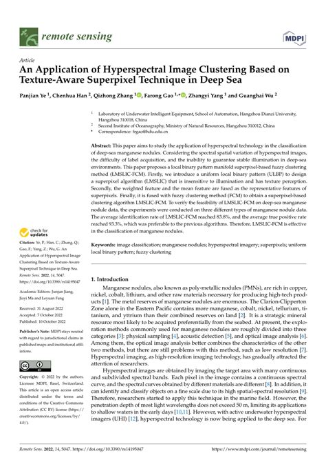 Pdf An Application Of Hyperspectral Image Clustering Based On Texture