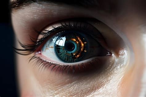 Premium Photo Closeup View Of Normal Human Eye With Cybernetic Pupil Neural Network Generated
