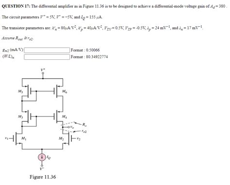 Solved QUESTION The Differential Amplifier As In Figure Chegg
