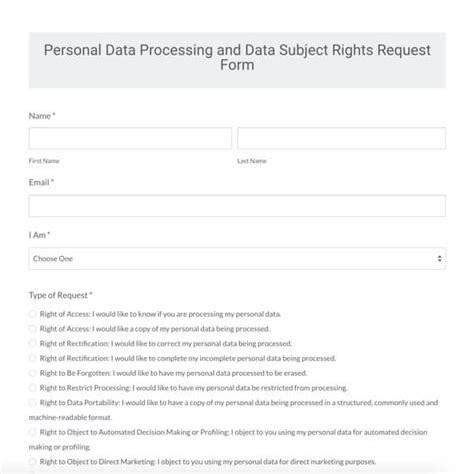 Gdpr Data Subject Request Form Formstack