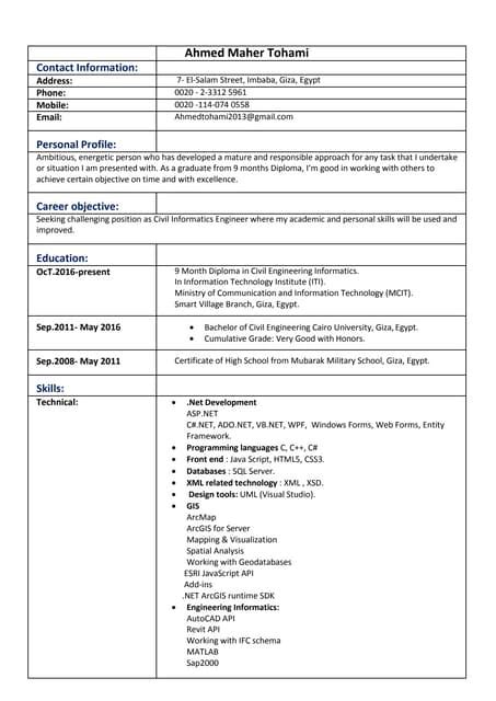 Ahmed Maher Cv Pdf