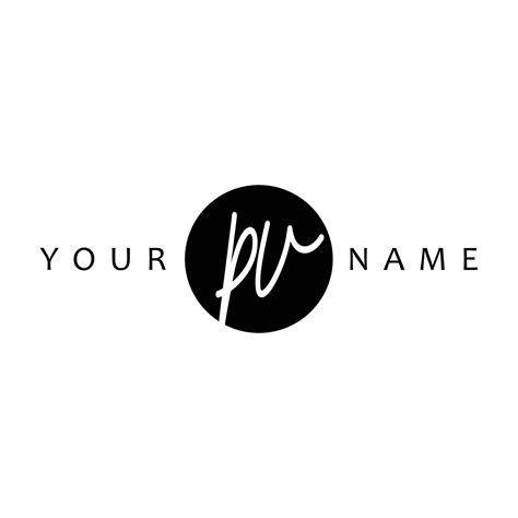 Pv Initial Handwriting In Circle Frame Template Design 32415424 Vector