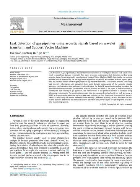 2019 xiao et al leak detection of gas pipelines using acoustic