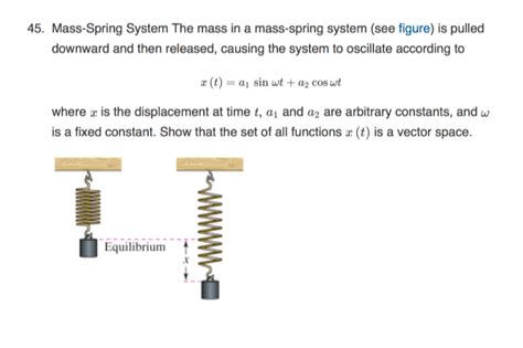 Solved 45 Mass Spring System The Mass In A Mass Spring
