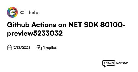 Github Actions On Net Sdk 80100 Preview5233032 C