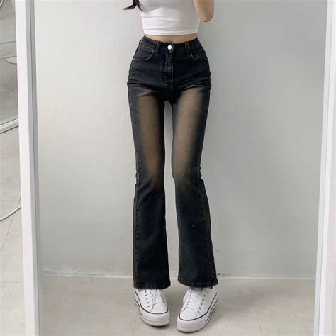 여리앤수 몸매보정 인생핏 빈티지 브라운 워싱 슬림 부츠컷 데님 롱 팬츠
