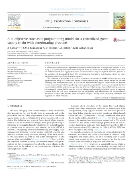 Pdf A Bi Objective Stochastic Programming Model For A Centralized