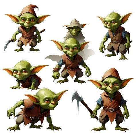 Goblin Vector Set White Background Isolated Premium Ai Generated Vector