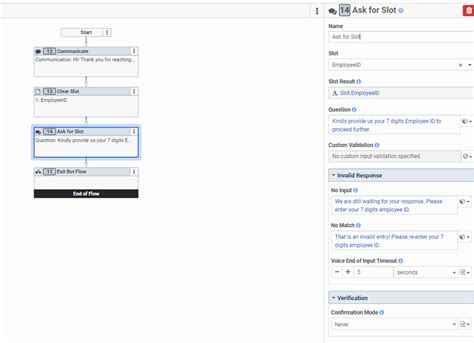 No Input Not Detected In Bot Flow When Ask For Slot Web Messaging