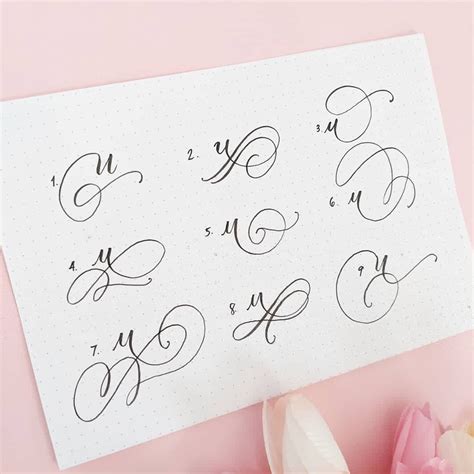 Flourished Lower Case U Hand Lettering Art Flourish Calligraphy