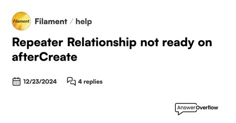 Repeater Relationship Not Ready On Aftercreate Filament