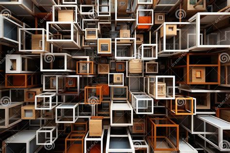 Abstract Architectural Background Made Of Wooden Cubes 3d Render