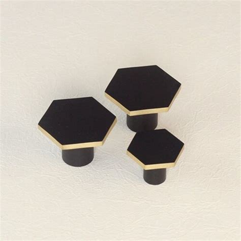 Hexagon Brass Kitchen Cabinet Knobs Pulls Gold Drawer Dresser Etsy