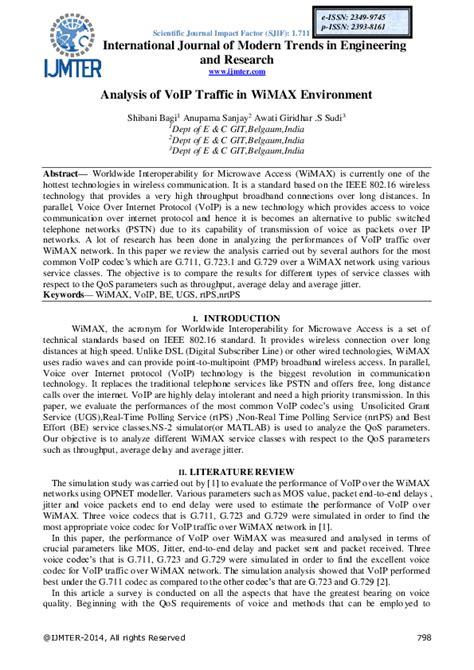 Pdf Analysis Of Voip Traffic In Wimax Environment