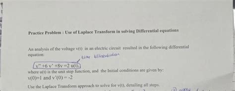 Solved Practice Problem Use Of Laplace Transform In Chegg Com