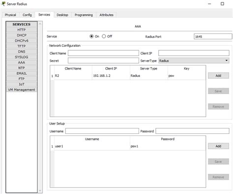 configuración de aaa radius y tacacs en cisco packet tracer