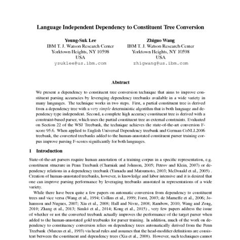 Language Independent Dependency To Constituent Tree Conversion Acl Anthology