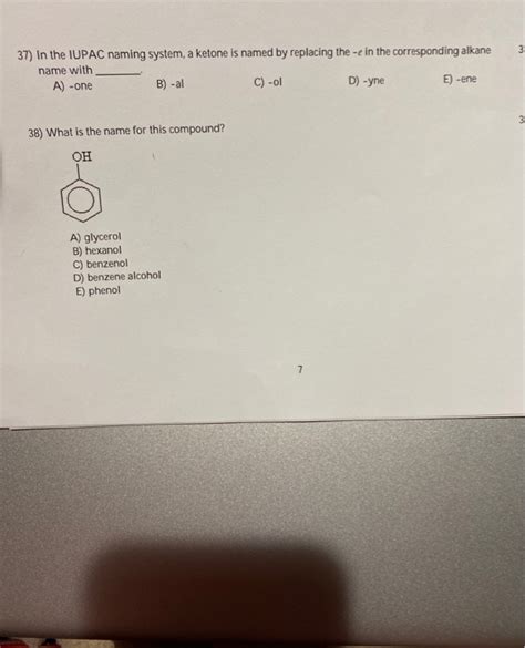 Solved 3 37 In The Iupac Naming System A Ketone Is Named