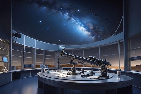 Premium Photo Depict A Section Of The Lab Dedicated To Astronomy With A Telescope Pointed At